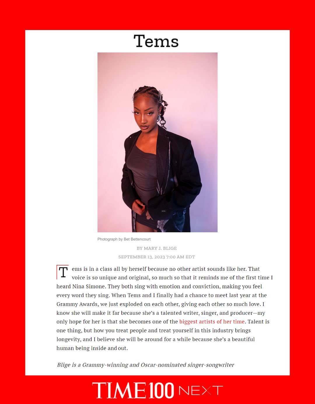 Nigerian Afrobeats Sensation Tems Makes 2023 Time100 Next List - Now ...